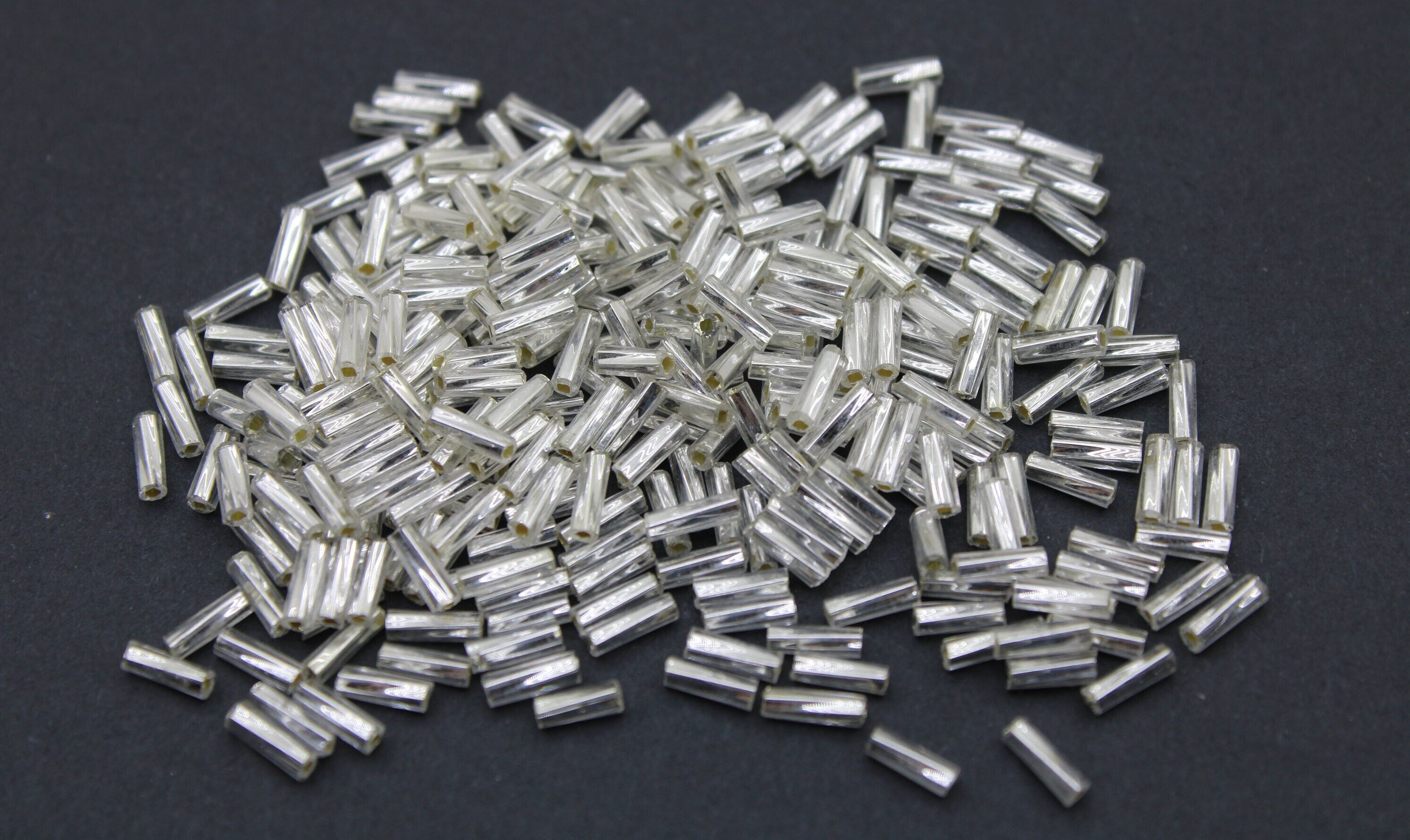 Czech Twisted Bugle Beads, White Silver-Lined, Size 4, 20/50/100 Grams ...
